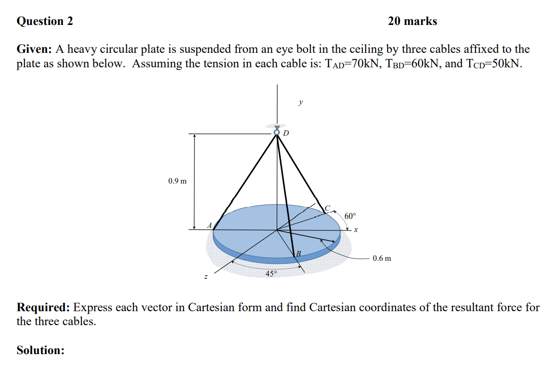 Solved Question 2 20 marks Given: A heavy circular plate is | Chegg.com
