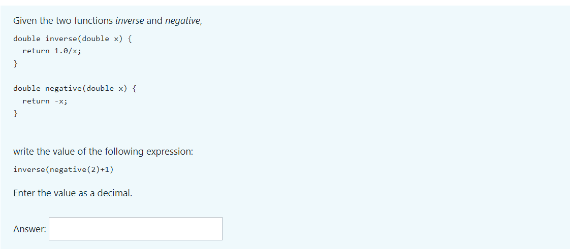 Solved Given the two functions inverse and negative, double | Chegg.com