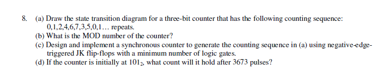 Solved 8. (a) Draw the state transition diagram for a | Chegg.com
