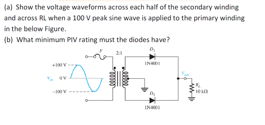 Solved A ﻿show The Voltage Waveforms Across Each Half Of