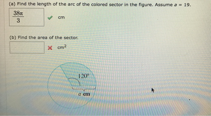 Solved (a) Find the length of the arc of the colored sector | Chegg.com