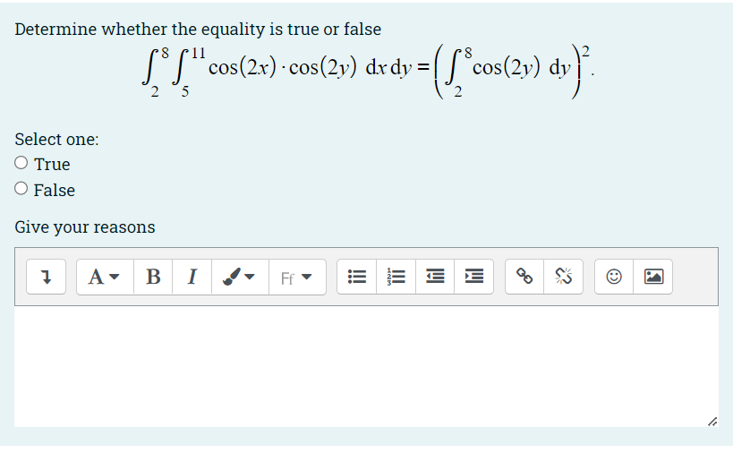 Solved Determine whether the equality is true or false | Chegg.com