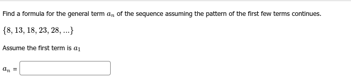 Solved (-1)"5 For the sequence an = n its first term is its | Chegg.com