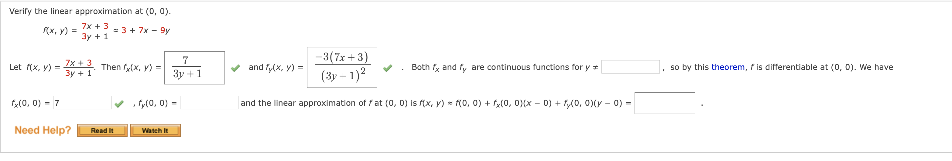 Solved Verify The Linear Approximation At 0 0 7x 3