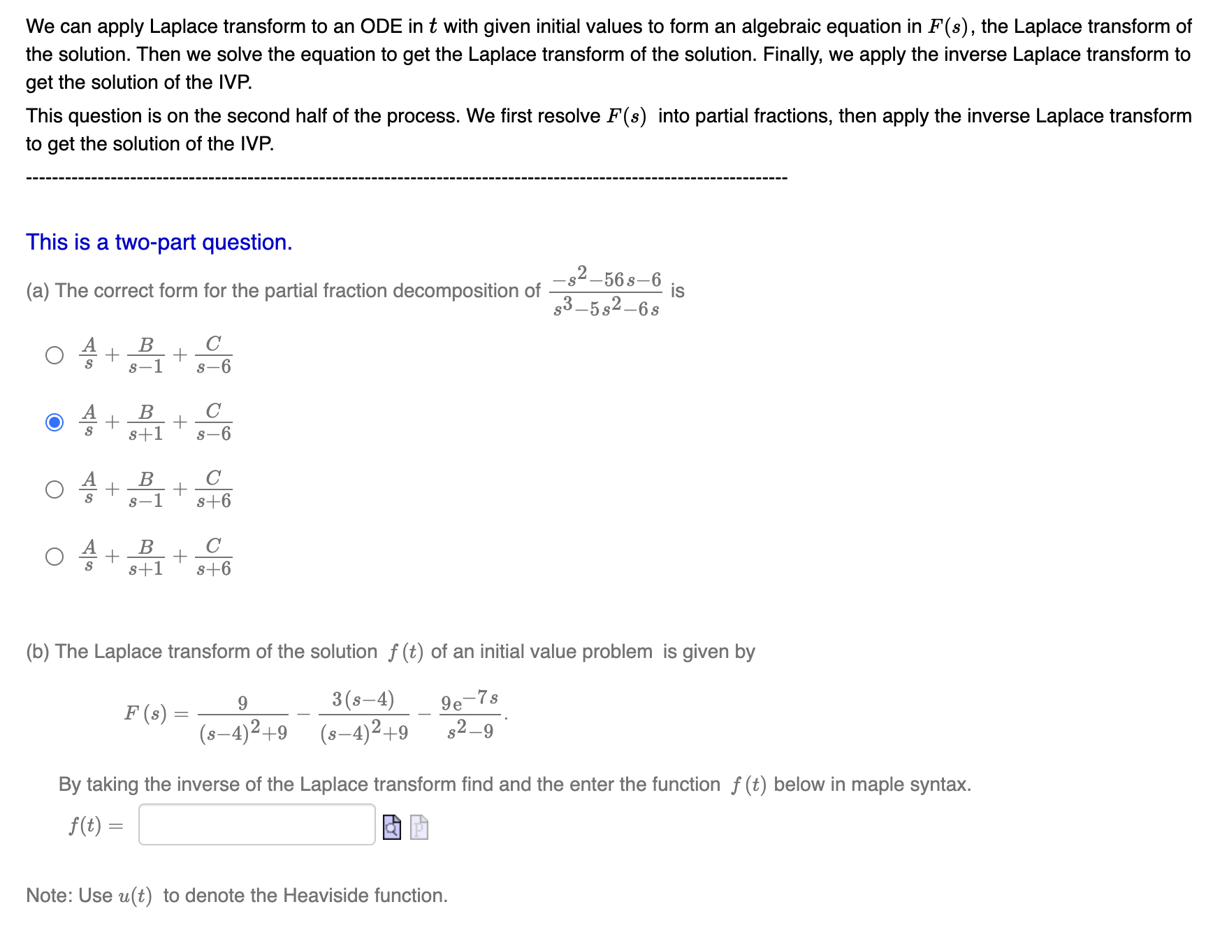 Solved We can apply Laplace transform to an ODE in t with | Chegg.com