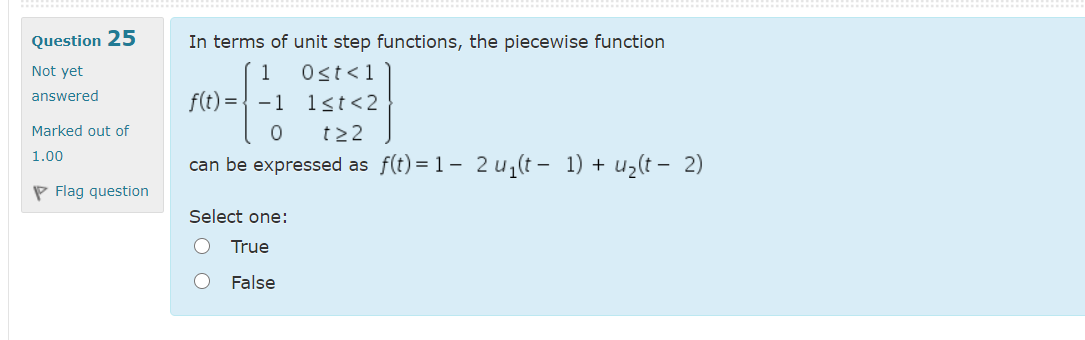 Solved Question 25 Not yet answered In terms of unit step | Chegg.com