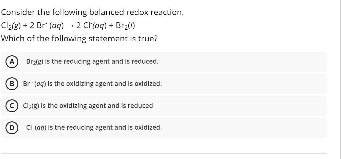Solved Consider the following balanced redox reaction. | Chegg.com