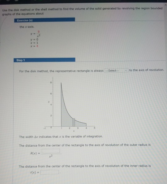 Solved Use the disk method or the shell method to find the | Chegg.com