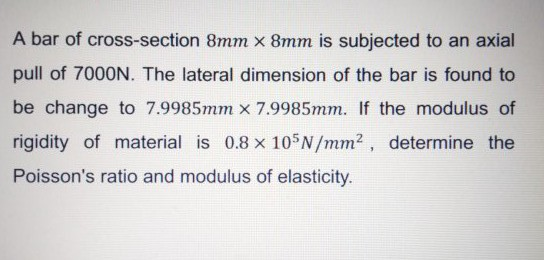 Solved A bar of cross-section 8mm x 8mm is subjected to an | Chegg.com