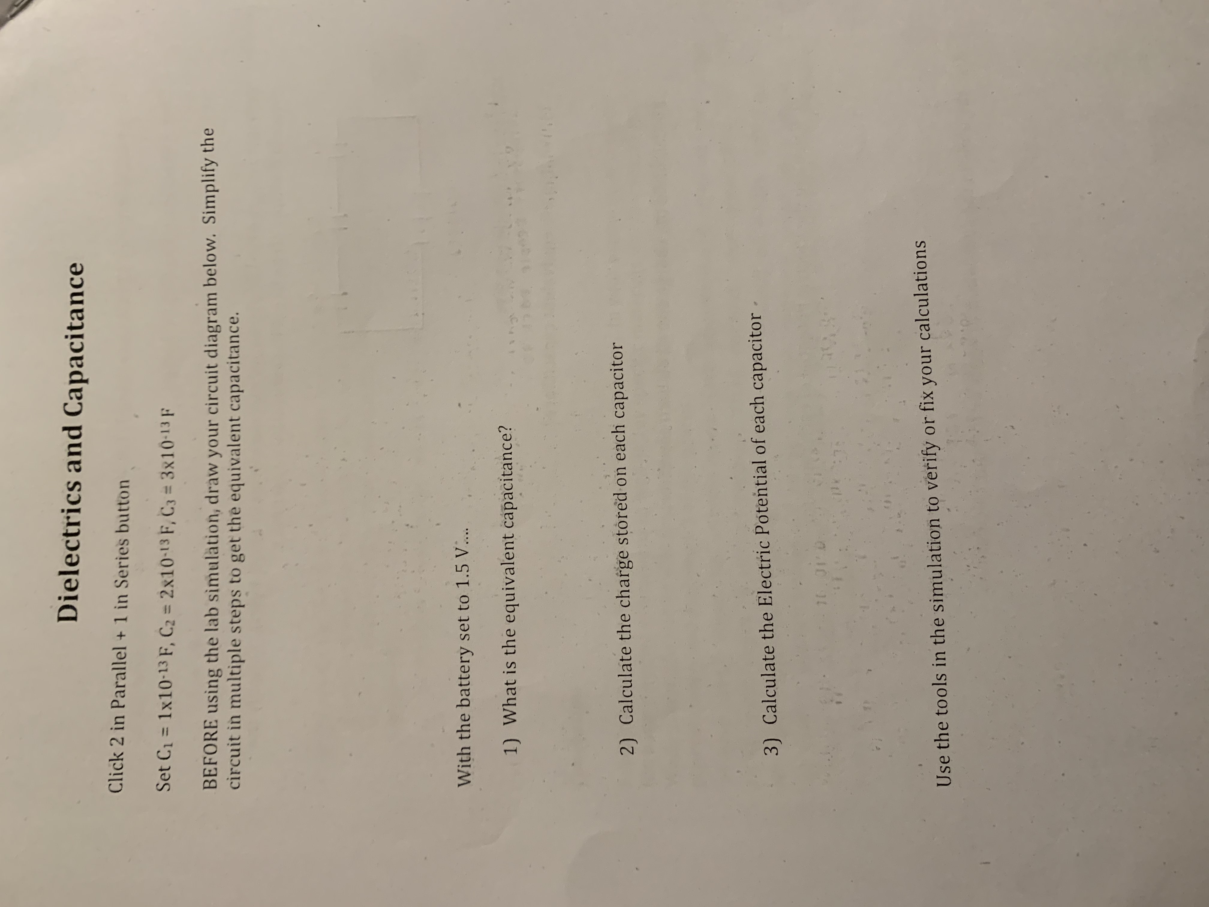 Solved Dielectrics And Capacitance Click 2 In Parallel 1 In