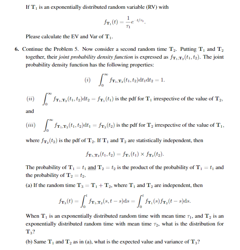 Solved If T is an exponentially distributed random variable | Chegg.com