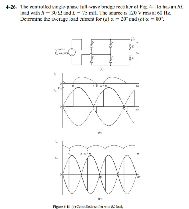 Solved 4-26. The controlled single-phase full-wave bridge | Chegg.com