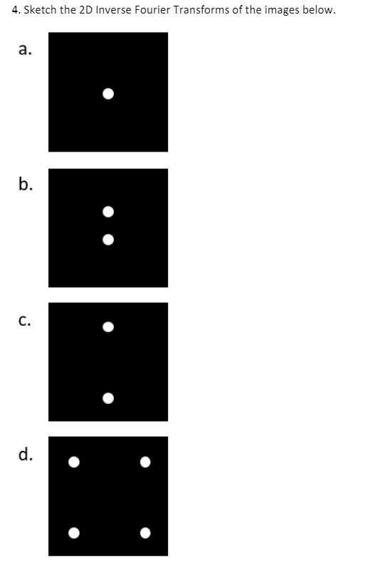 Solved 4. Sketch the 2D Inverse Fourier Transforms of the | Chegg.com
