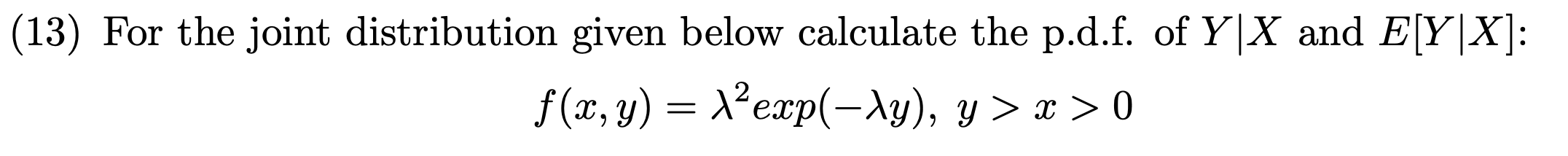 Solved For the joint distribution given below calculate the | Chegg.com
