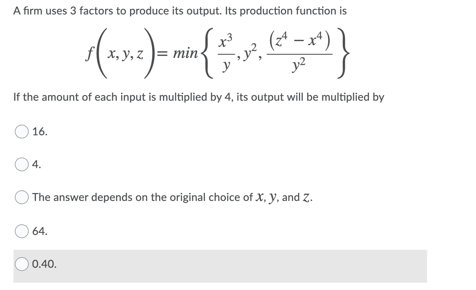 Solved A firm uses 3 factors to produce its output. Its | Chegg.com