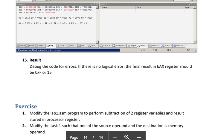 Solved Write some assembly code in lab1.asm file or copy it | Chegg.com