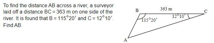 Solved B To find the distance AB across a river, a surveyor | Chegg.com
