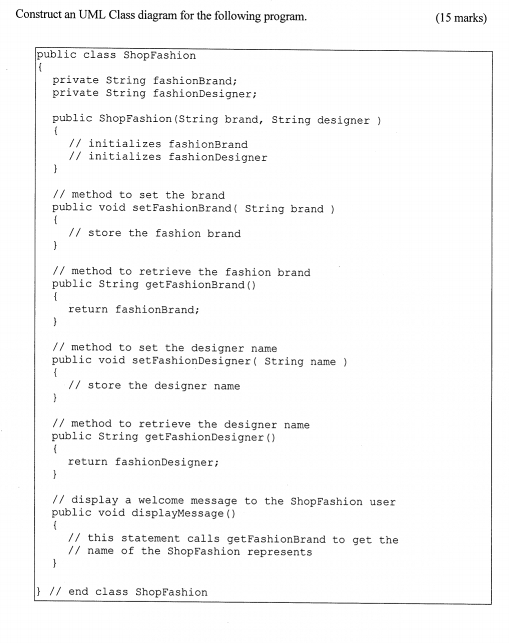 Solved Construct an UML Class diagram for the following | Chegg.com