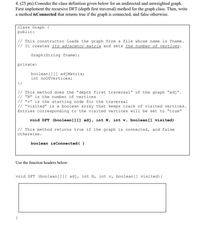 Solved 4. (25 pts) Consider the class definition given below | Chegg.com