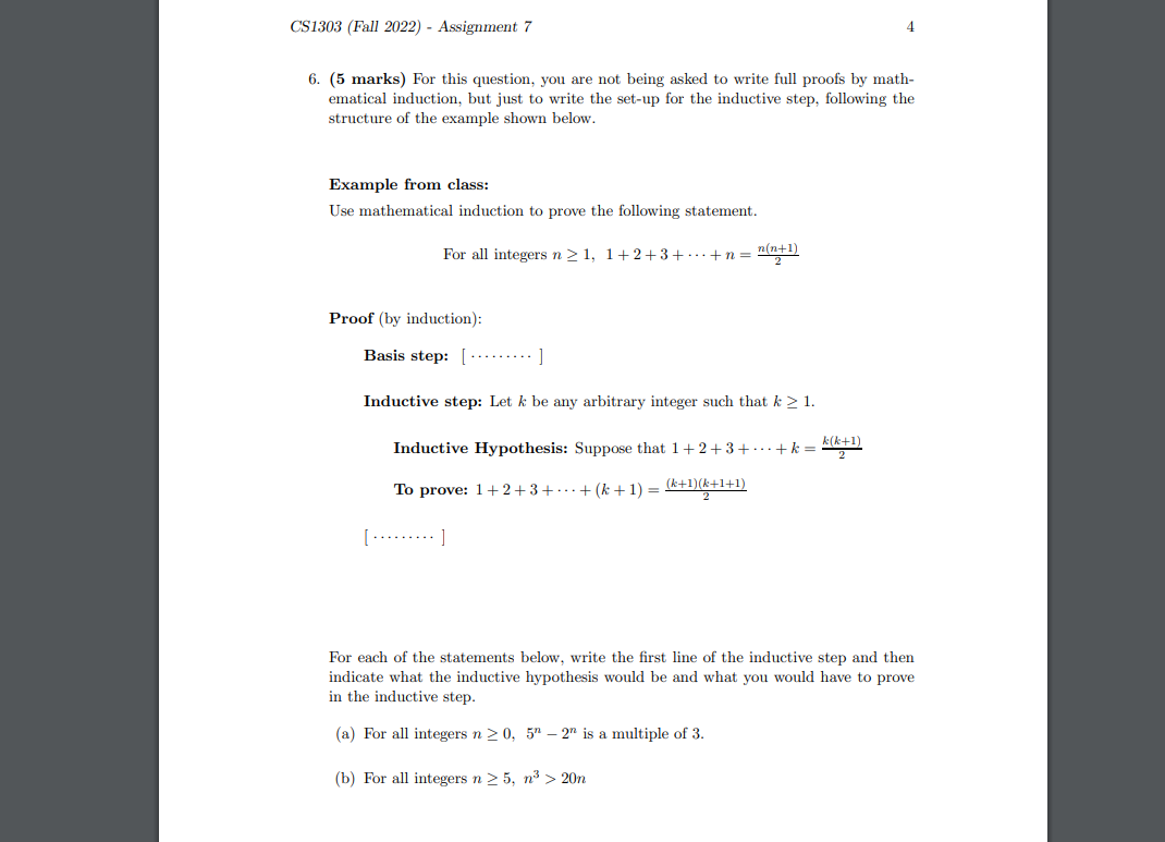Solved 6. (5 marks) For this question, you are not being | Chegg.com