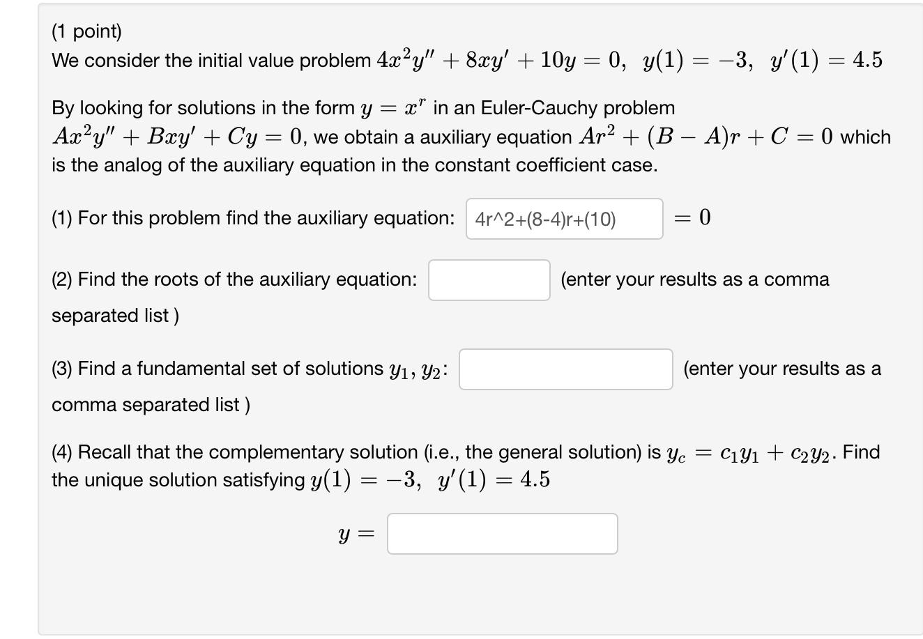 Solved We consider the initial value problem | Chegg.com