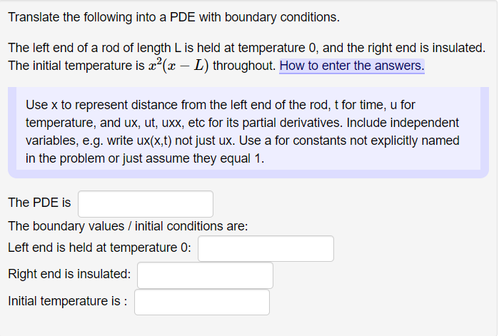 Solved Translate the following into a PDE with boundary | Chegg.com