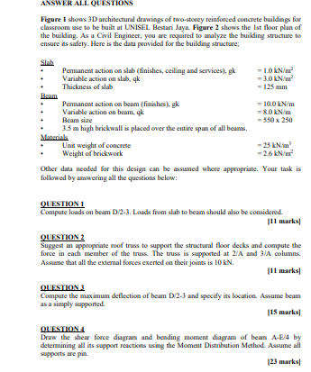 ANSWER ALL QUESTIONS Figure 1 shows 3D architectural | Chegg.com