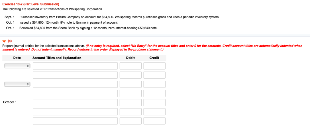 Solved Exercise 13-2 (Part Level Submission) The following | Chegg.com