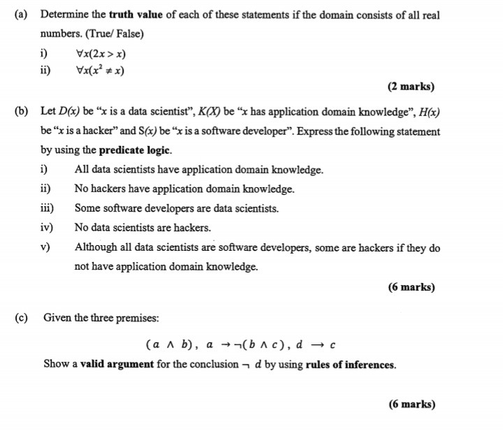 Solved (a) Determine the truth value of each of these | Chegg.com