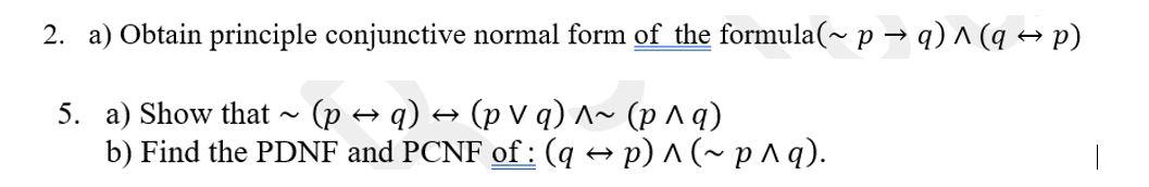 Solved 2 A Obtain Principle Conjunctive Normal Form Of The