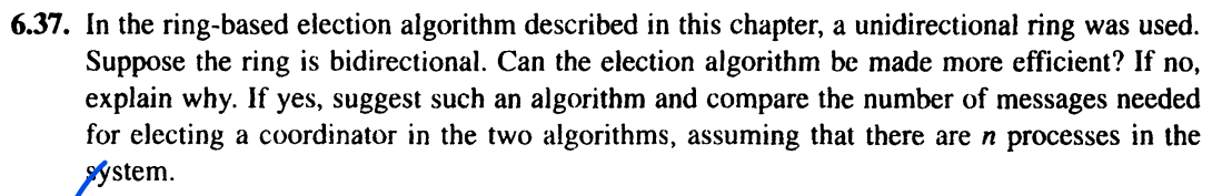 6.37. ﻿In the ring-based election algorithm described | Chegg.com