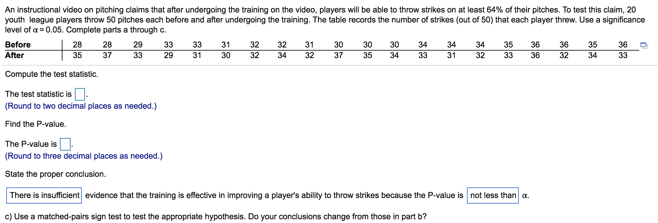 Solved For the sign test, the number of plus signs is _____ | Chegg.com