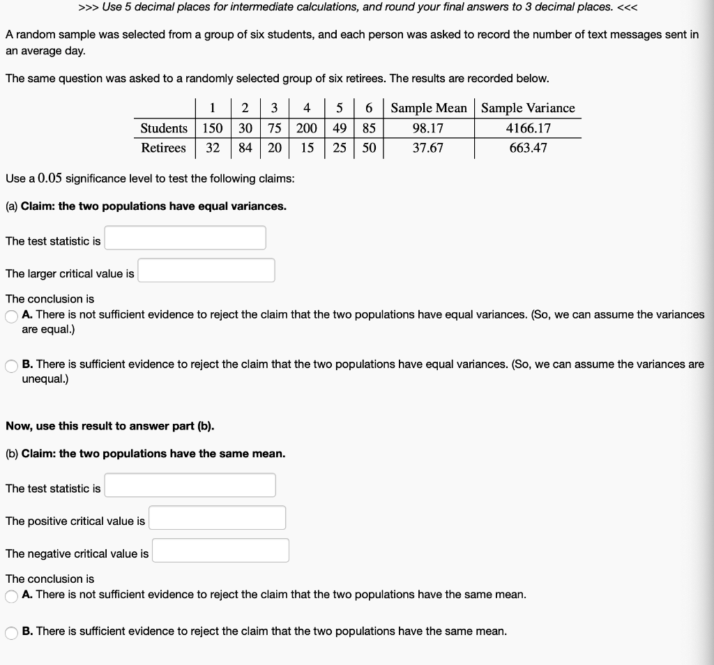 Solved >>> Use 5 decimal places for intermediate | Chegg.com