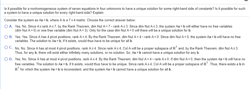 Solved Is it possible for a nonhomogeneous system of seven | Chegg.com