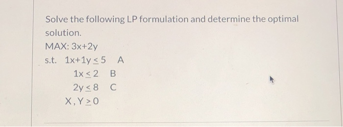 Solved Solve the following LP formulation and determine the | Chegg.com