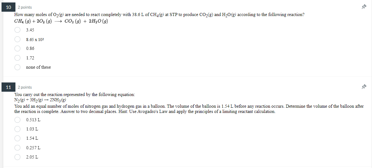 Solved How many moles of O2(g) are needed to react | Chegg.com