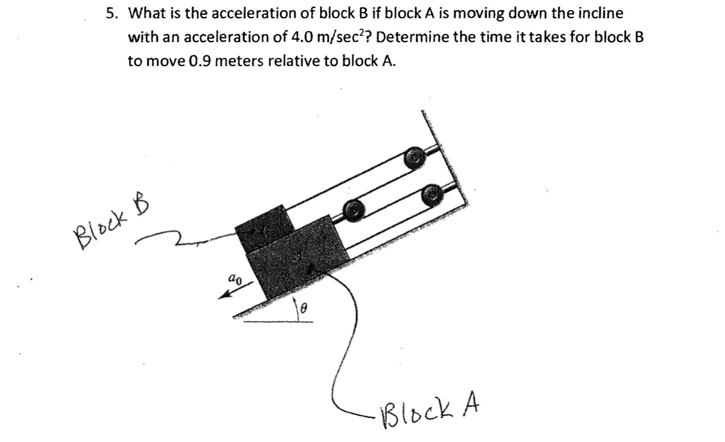 Solved 5. What is the acceleration of block B if block A is | Chegg.com