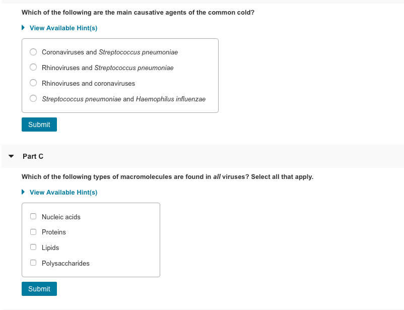Solved A) Which of the following are the main causative | Chegg.com