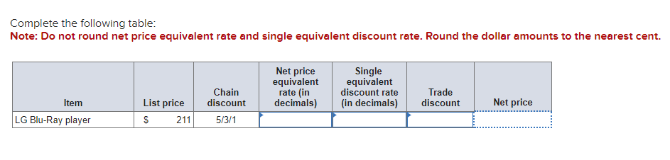Solved Complete the following table: Note: Do not round net | Chegg.com