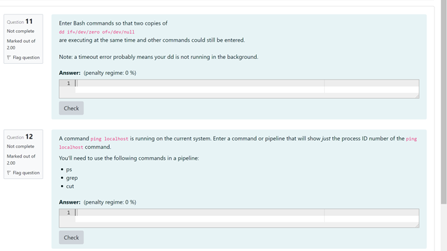 Oestion 11 Not complete Marked out of 2.00 Enter Bash | Chegg.com
