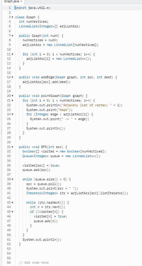 Solved 3. Graph 3 (25 points) - Implement a method that | Chegg.com