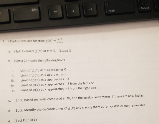 Solved Ctrl Delete Insert 3. (15pts) Consider function g(x) | Chegg.com