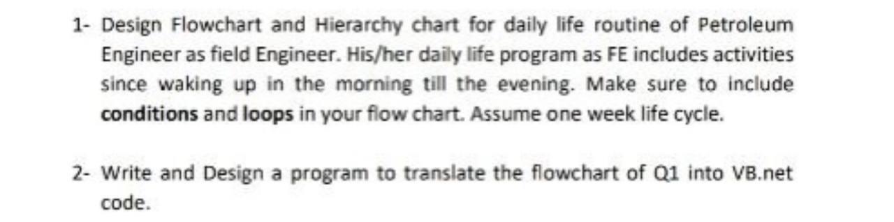 Solved 1- Design Flowchart and Hierarchy chart for daily | Chegg.com
