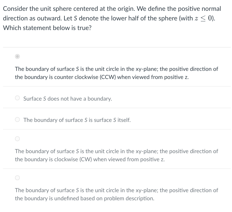Solved Consider the unit sphere centered at the origin. We | Chegg.com