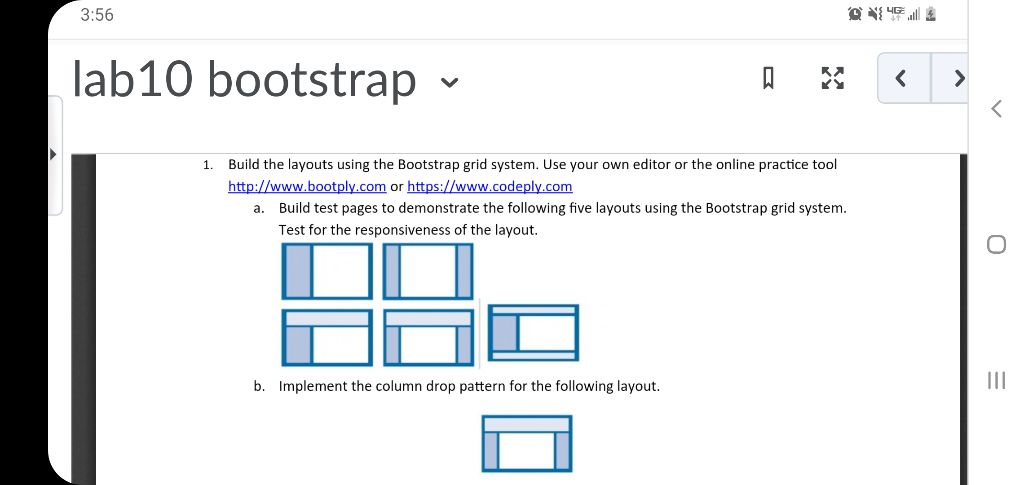 3:56 lab10 bootstrap v 1. Build the layouts using the | Chegg.com