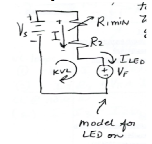 Solved + KVL model for LED on' a) Write a KVL loop | Chegg.com
