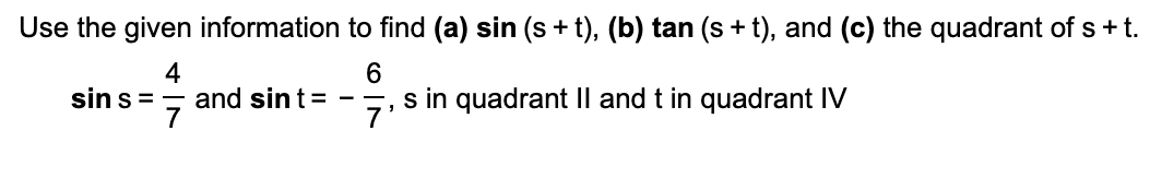 Solved Use the given information to find (a) | Chegg.com