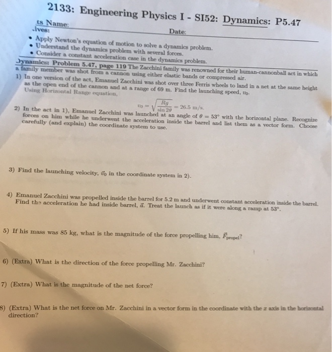 Solved The Zacchini family was renowned for their | Chegg.com