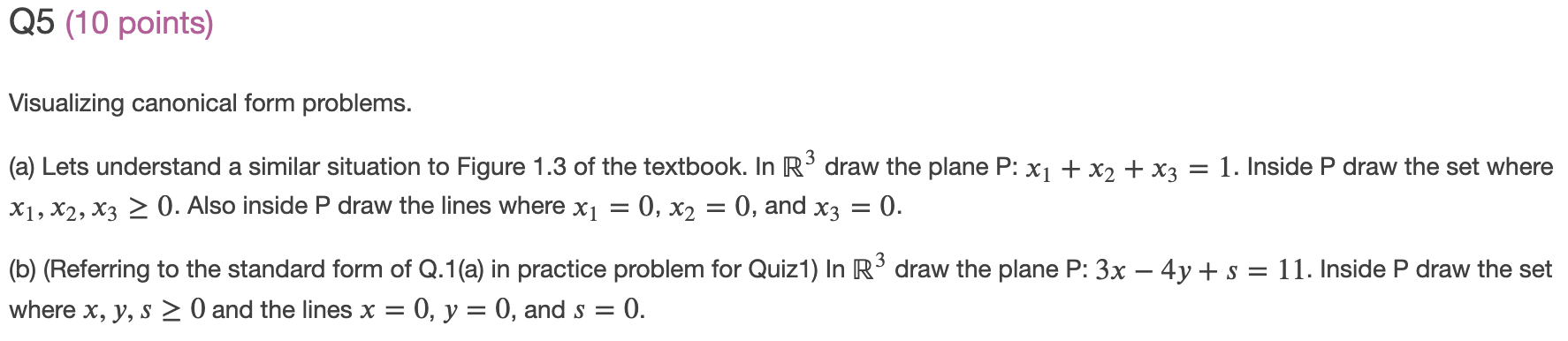 Solved Q5 (10 points) Visualizing canonical form problems. | Chegg.com