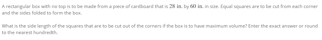 Solved A rectangular box with no top is to be made from a | Chegg.com